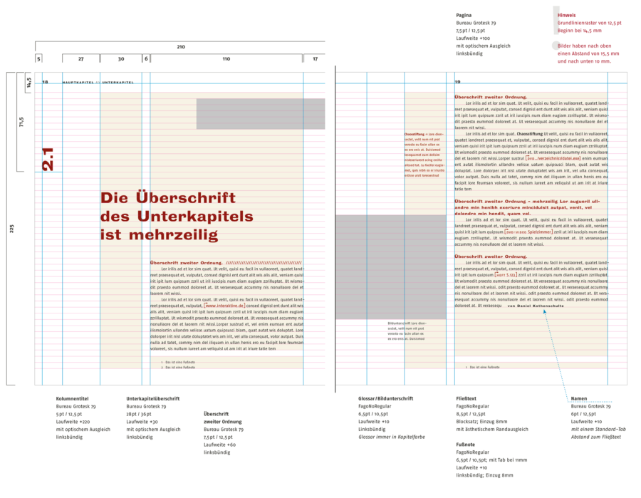 Gestaltungslayout / Raster / Leserichtung